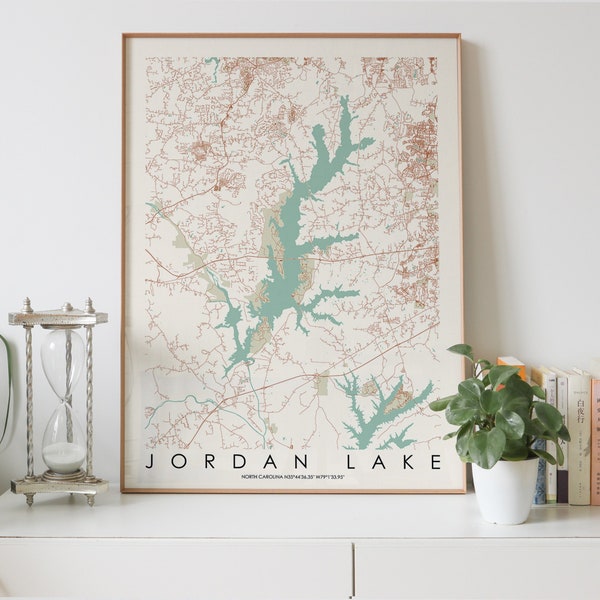 Jordan Lake Nc Map Wall Art - Etsy