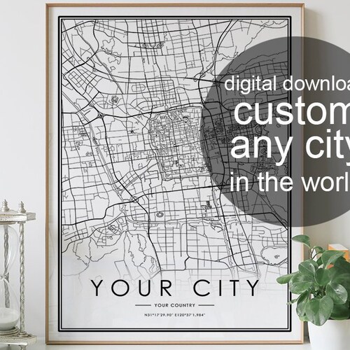 Prints Any Town Any City Map Personalized Map City Poster Map Art ...