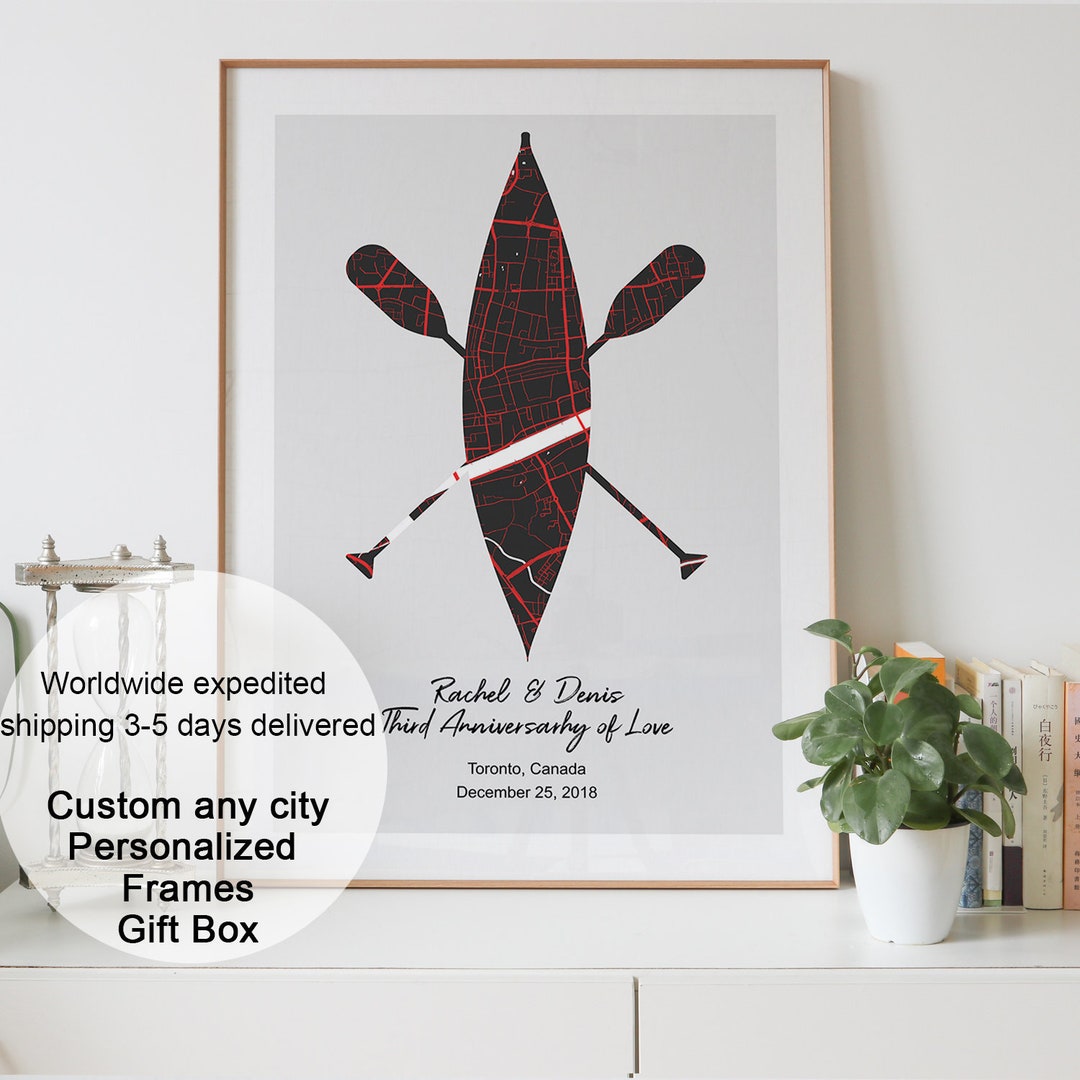 Unique Personalized Rowing City Map Gifts for Couple Men - Etsy