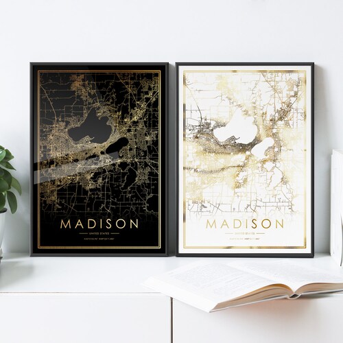 Madison Map Print Wisconsin WI USA Map Art Poster City - Etsy