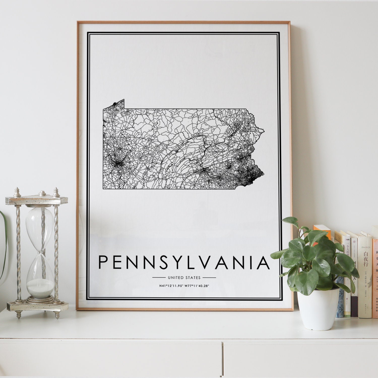 Pennsylvania State Map Watercolor Print Maps Wall Art Travel Poster ...