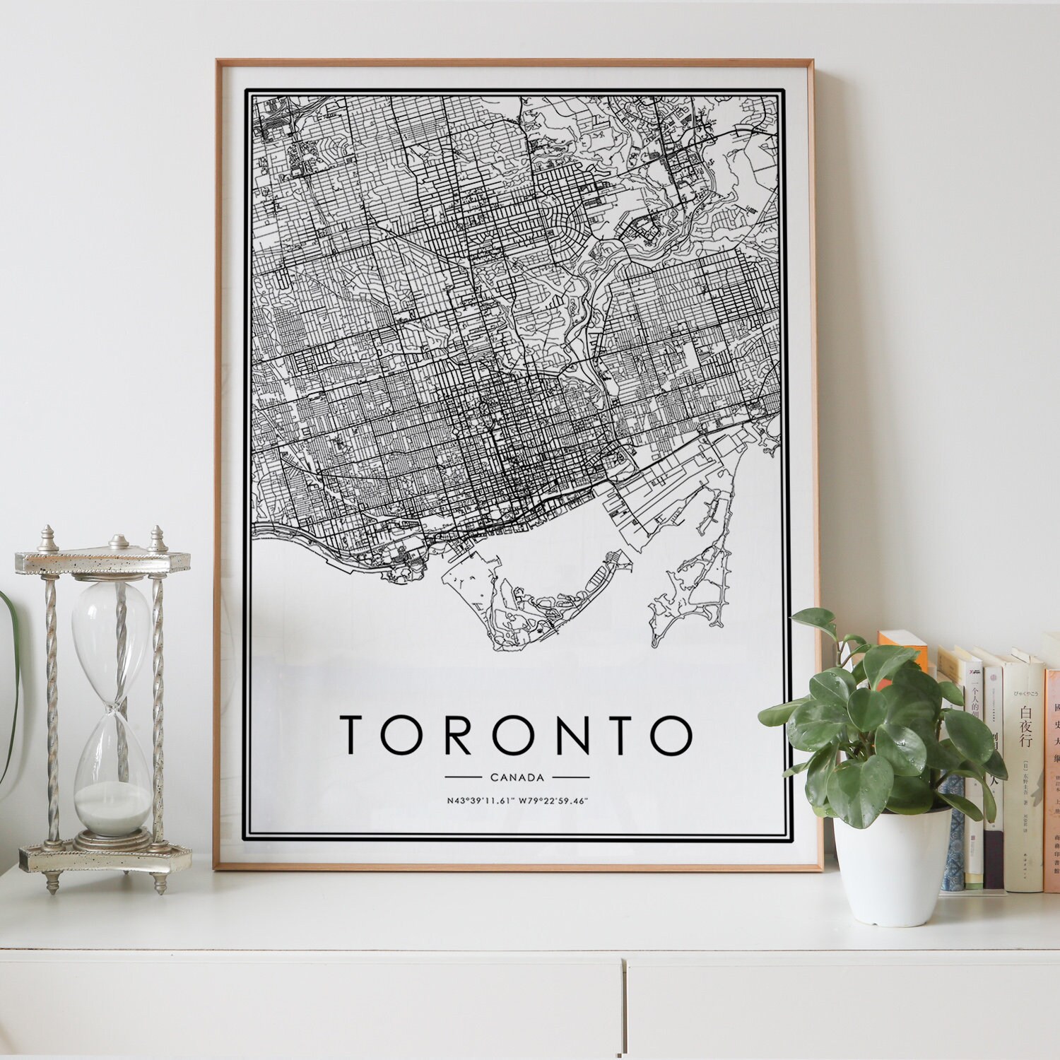 TORONTO City Map PRINTABLE Black and White Dark Map Wall Art Poster ...