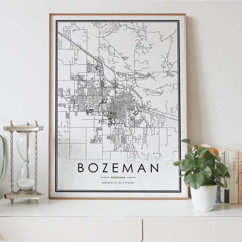 Bozeman Montana Mt Usa City Map Print Personalized Black And Etsy