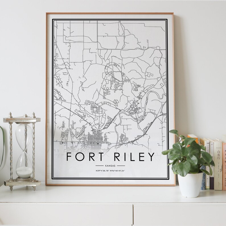 FORT RILEY City Map Digital Download Black and White Print of - Etsy
