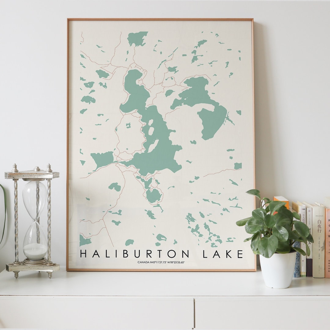 Map of Haliburton Lake Print Printable Ontario Canada Map - Etsy
