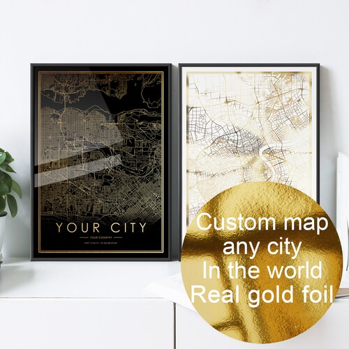 CUSTOM CITY Map Personalized Map Poster Printable Map Wall - Etsy