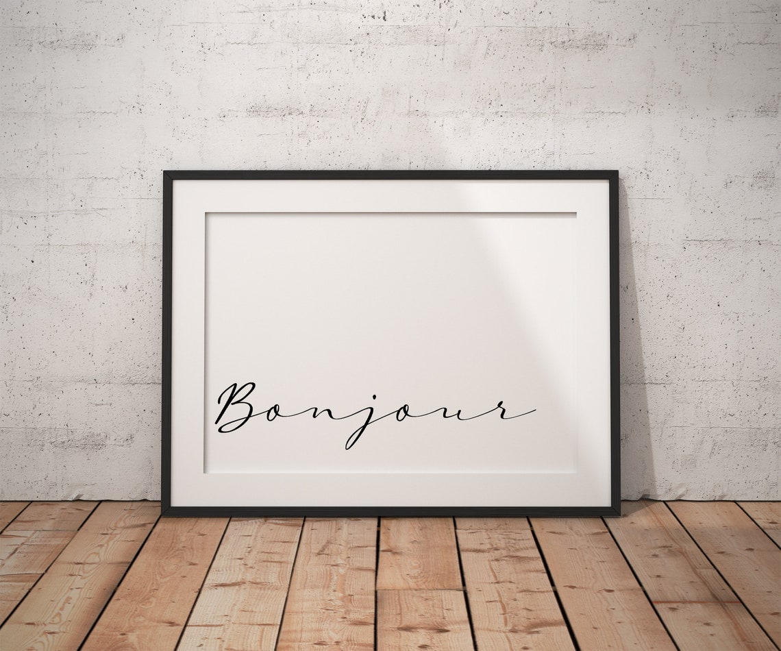 Bonjour Print, Bonjour Calligraphy, Design, Minimalist Design Print ...