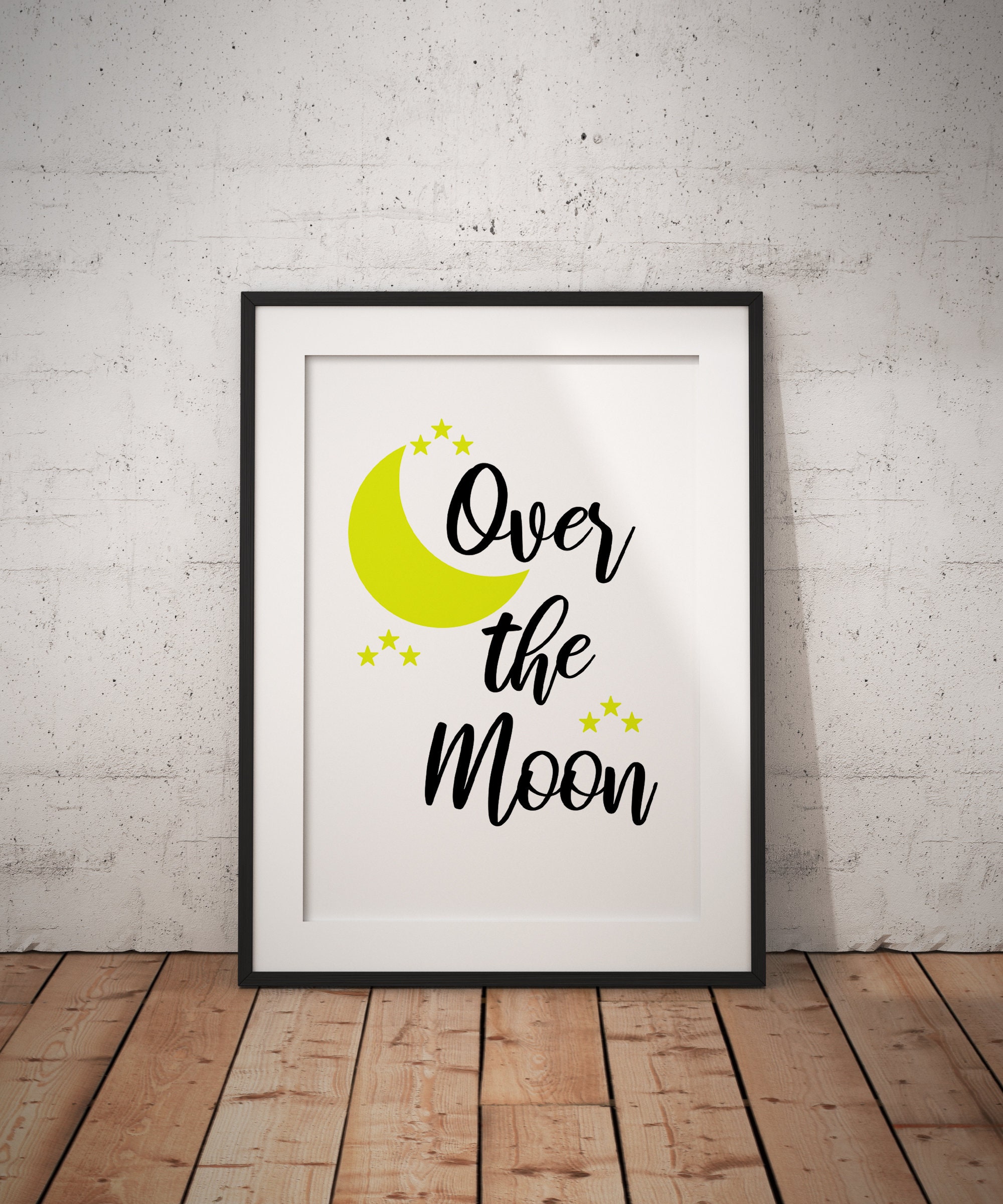 Over the Moon Art Print, Wall Decor, Printable Art, Nursery Art, Over ...