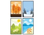 Four Seasons Poster Set Set of 4 Seasons Autumn Winter - Etsy
