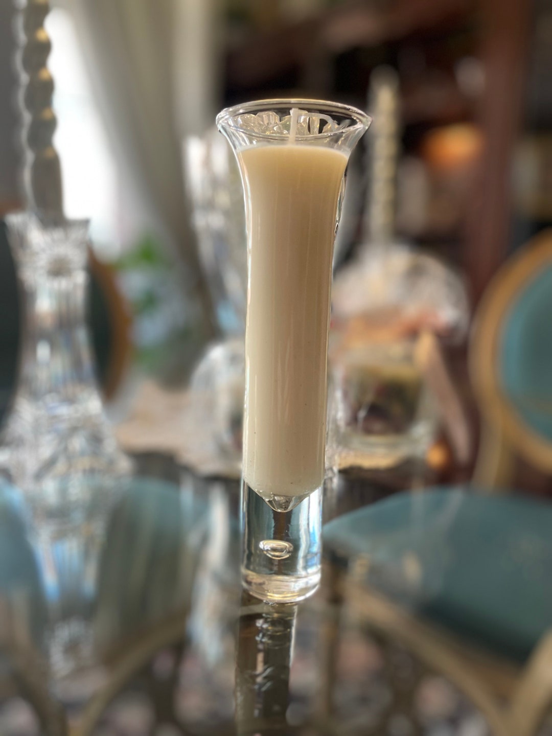 Glass Tall Candle, 8” Glass Candle, Vintage Candle, Gift, Tall Shot ...