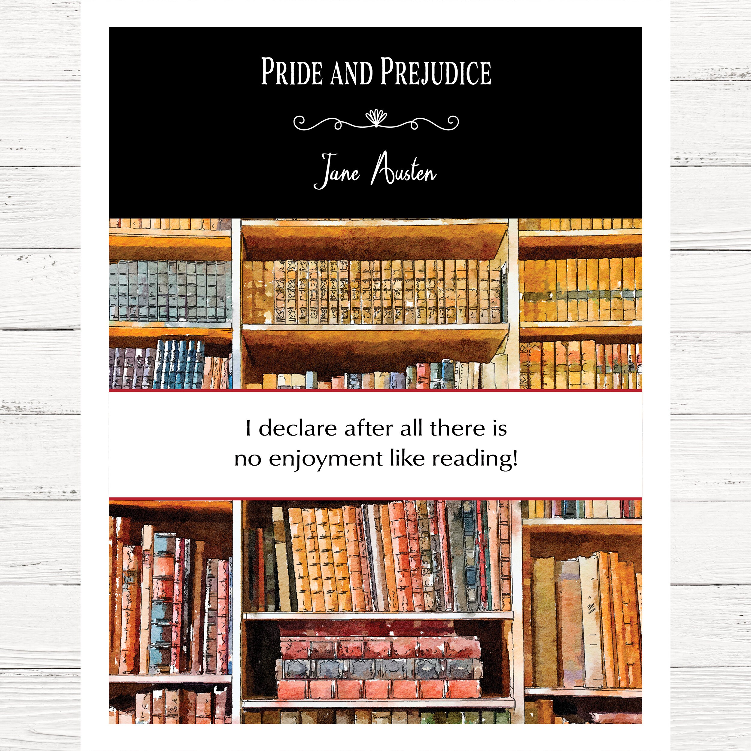Pride and Prejudice Poster Jane Austen Reading Books | Etsy