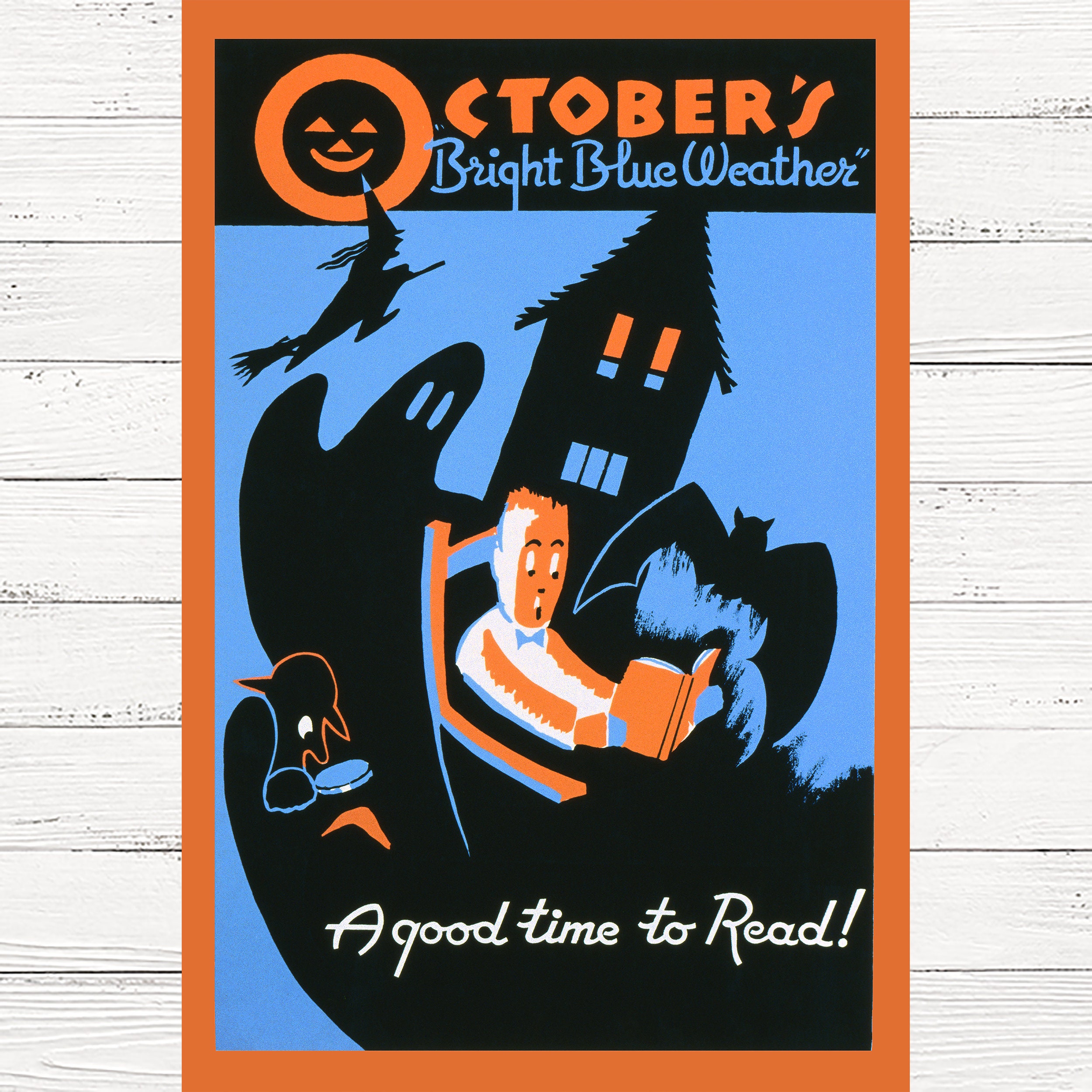 Halloween Poster Books Reading Print October Fall Print - Etsy