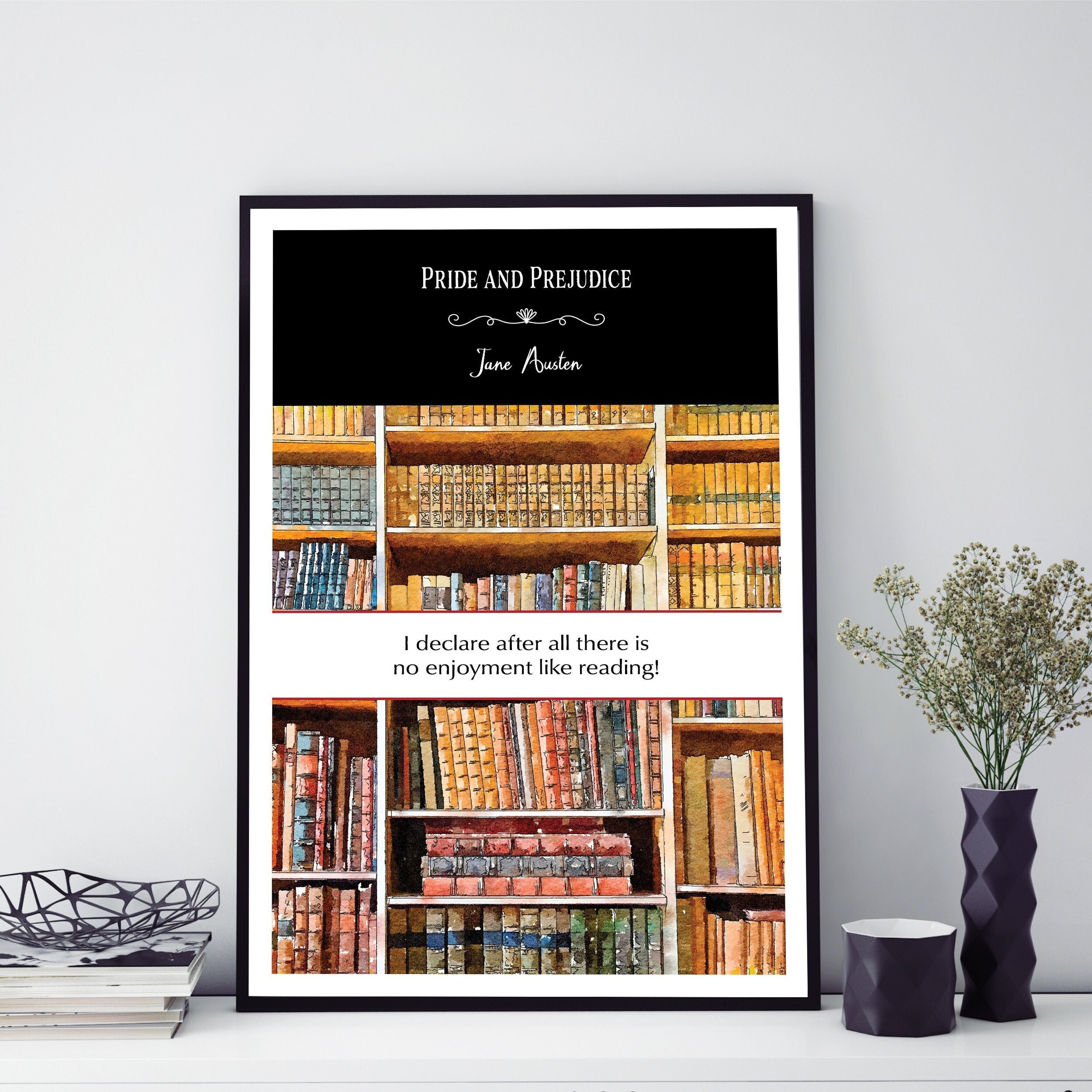 Pride and Prejudice Poster Jane Austen Reading Books - Etsy