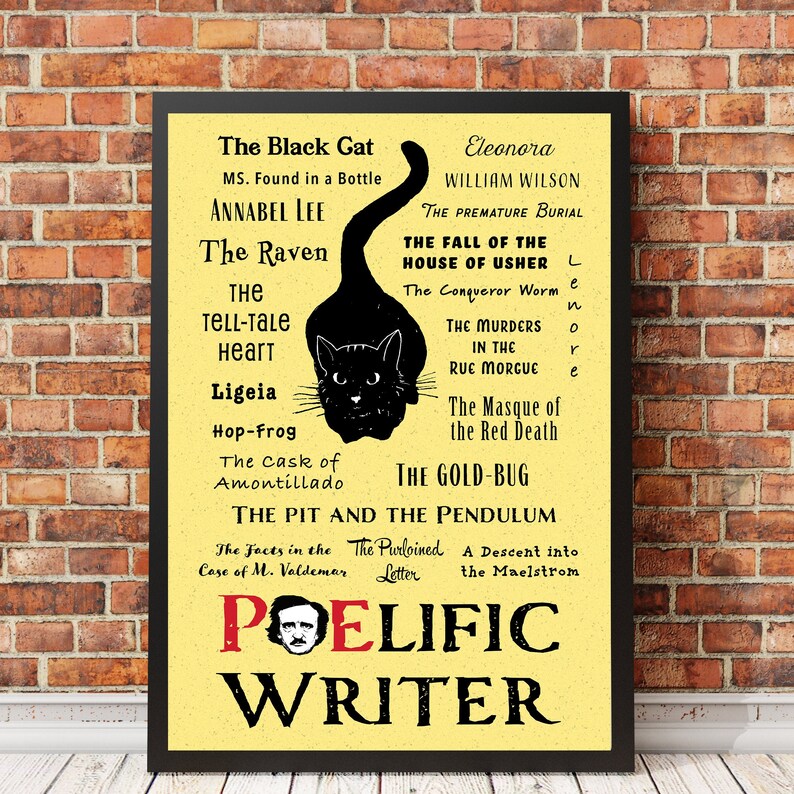Poe Poster | Edgar Allan Poe | Literary Print | Classic Books | Poe ...
