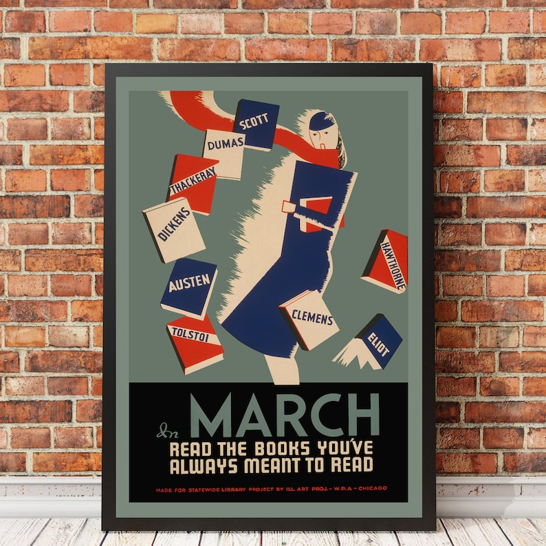 March Reads Poster Library Poster Book Gifts Literary | Etsy