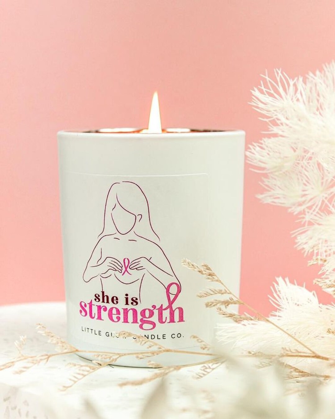 Breast Cancer Awareness Candle- 'she is Strength' | Gift for Her Cancer ...
