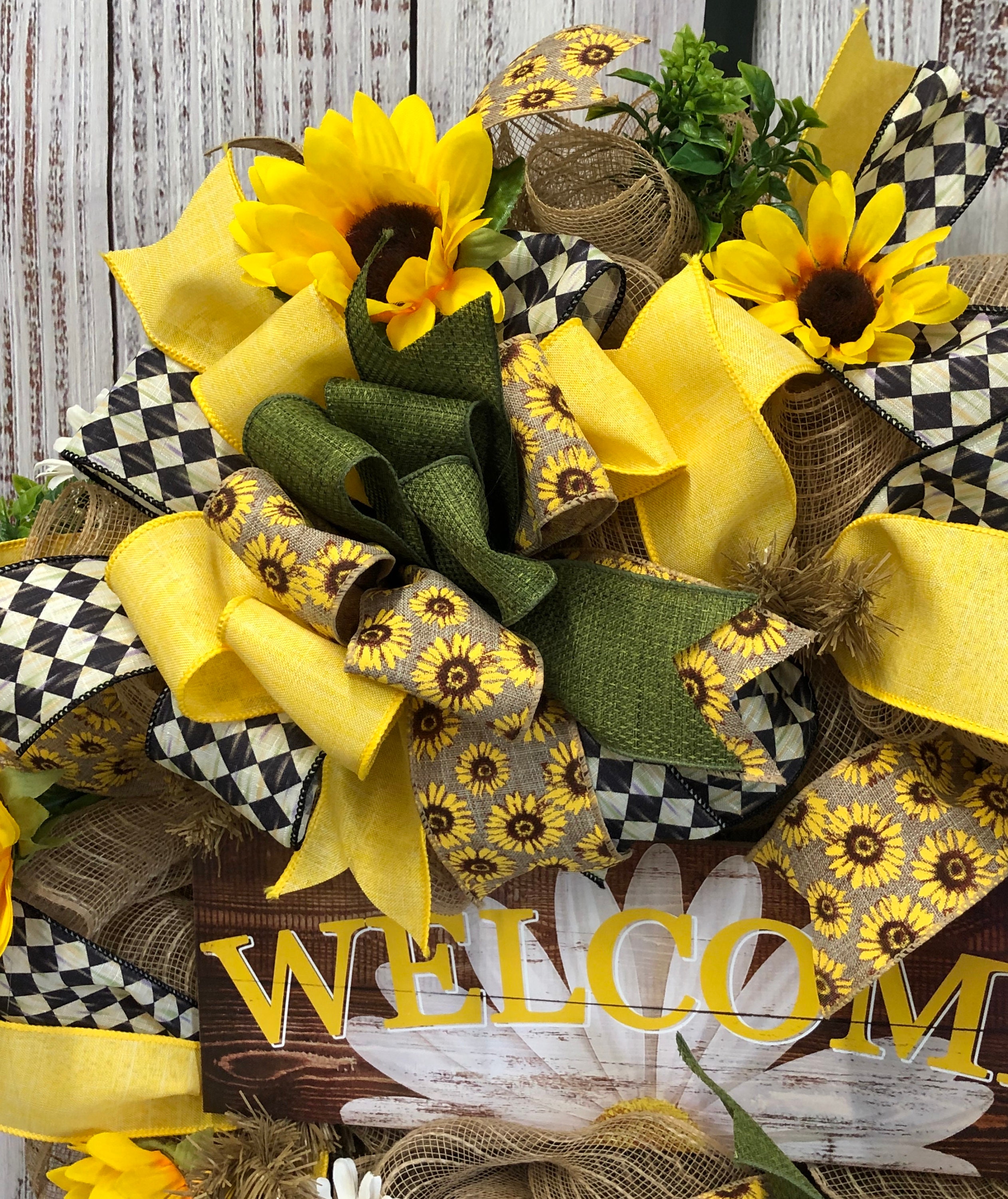 Summer Sunflower Wreath Welcome Door Decor Fall Front Door | Etsy