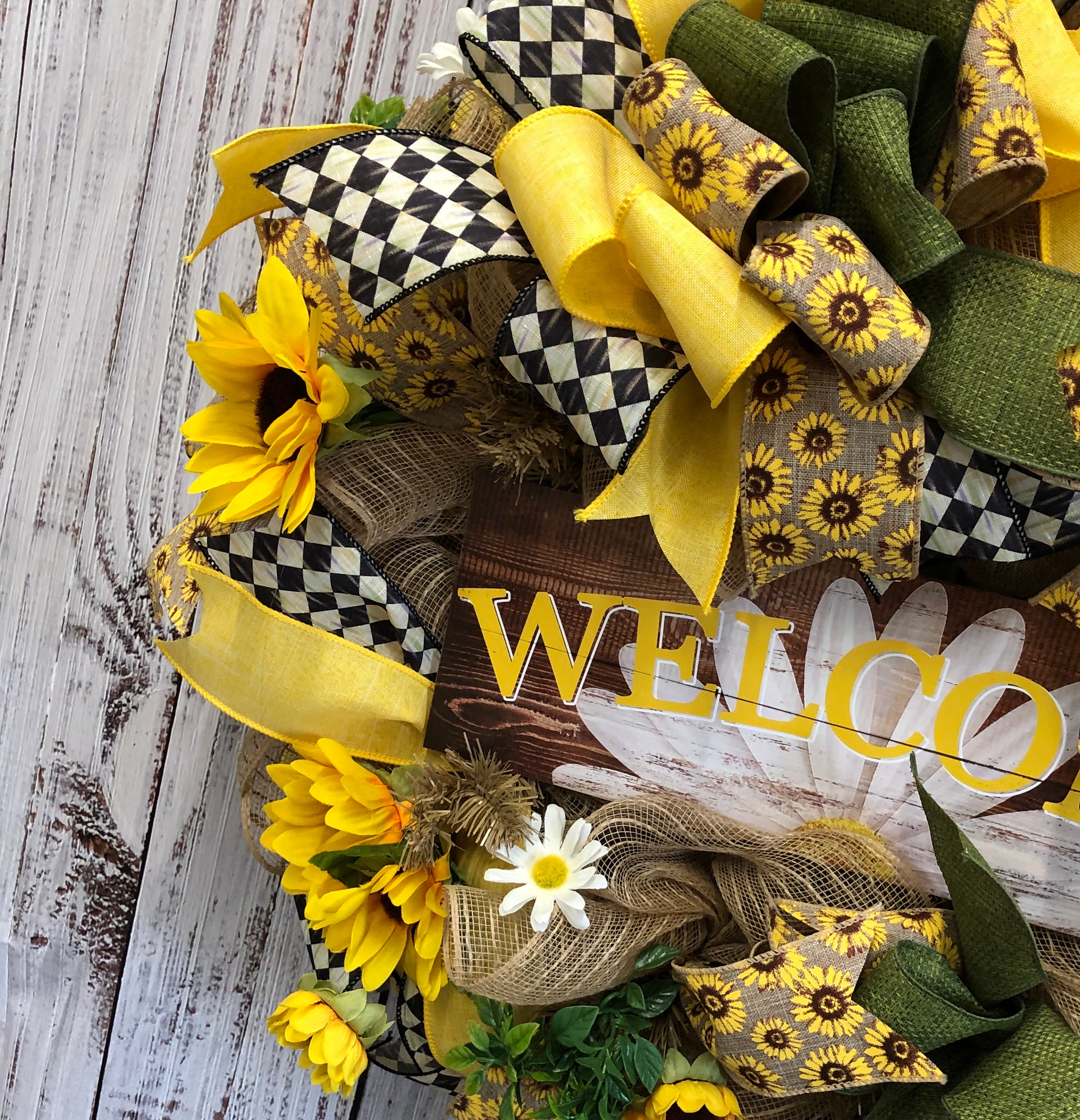 Summer Sunflower Wreath Welcome Door Decor Fall Front Door | Etsy