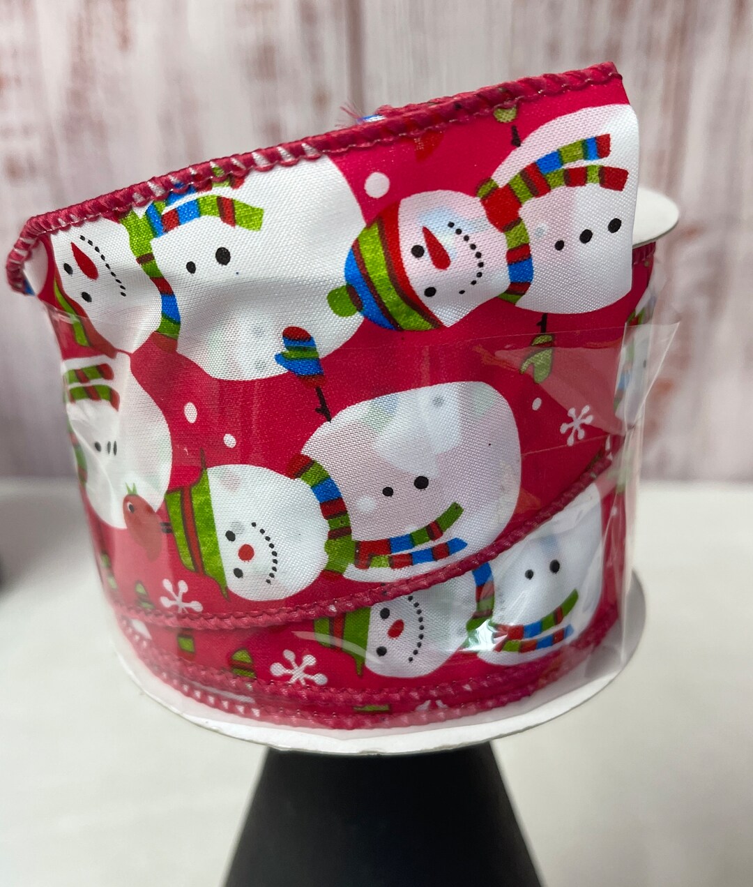 Snowman Wired Ribbon, Ribbon for Christmas, Pink Snowman Ribbon ...