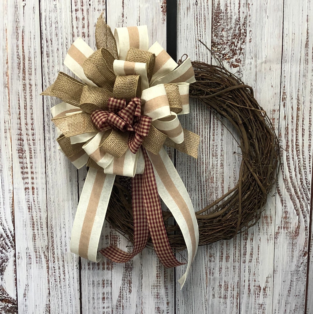 Country Bow for Wreath, Bow for Wreath, Lantern Bow, Bow for Swag ...