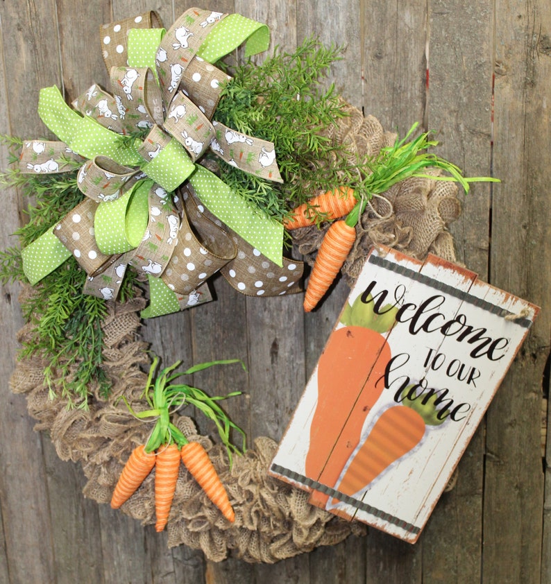 Easter Wreath for Front Door Spring Door Wreath Rabbit Decor - Etsy