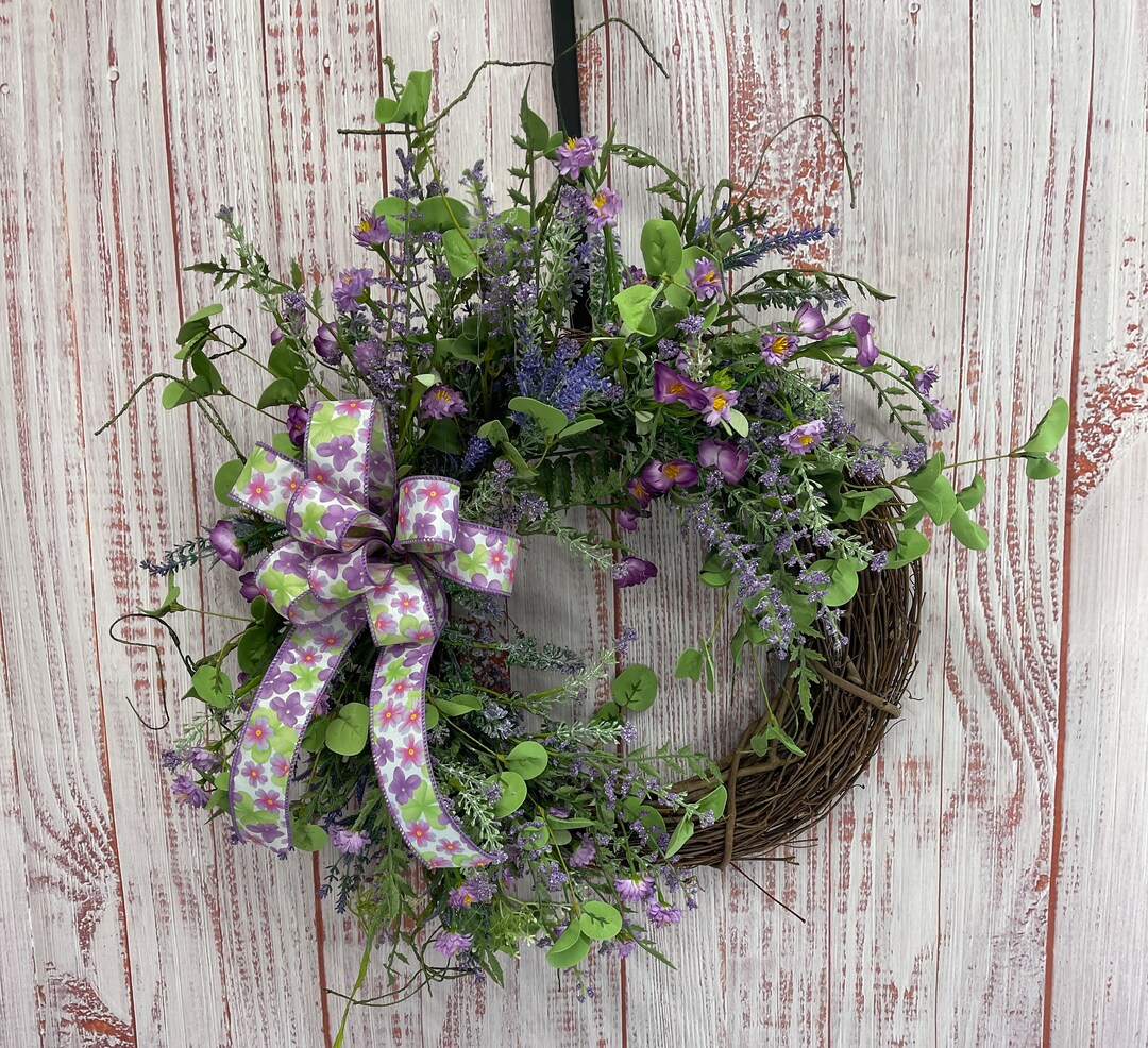 Spring Floral Wreath, Spring Wreath for Door, Everyday Wreath, Wreath ...