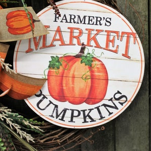 Fall Wreath, Fall Door Decor, Fall Pumpkin Wreath, Farmer's Market ...