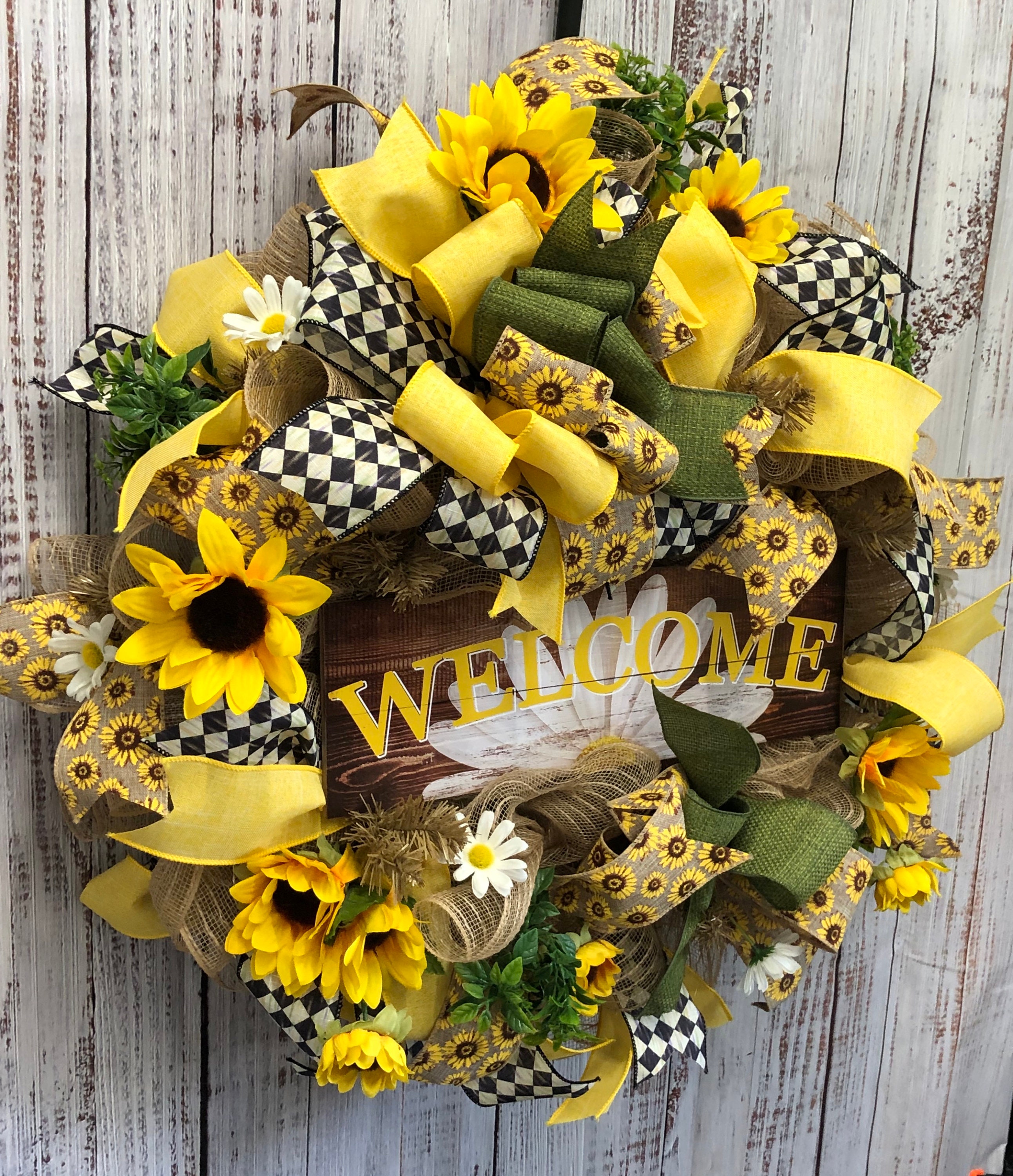 Summer Sunflower Wreath Welcome Door Decor Fall Front Door | Etsy