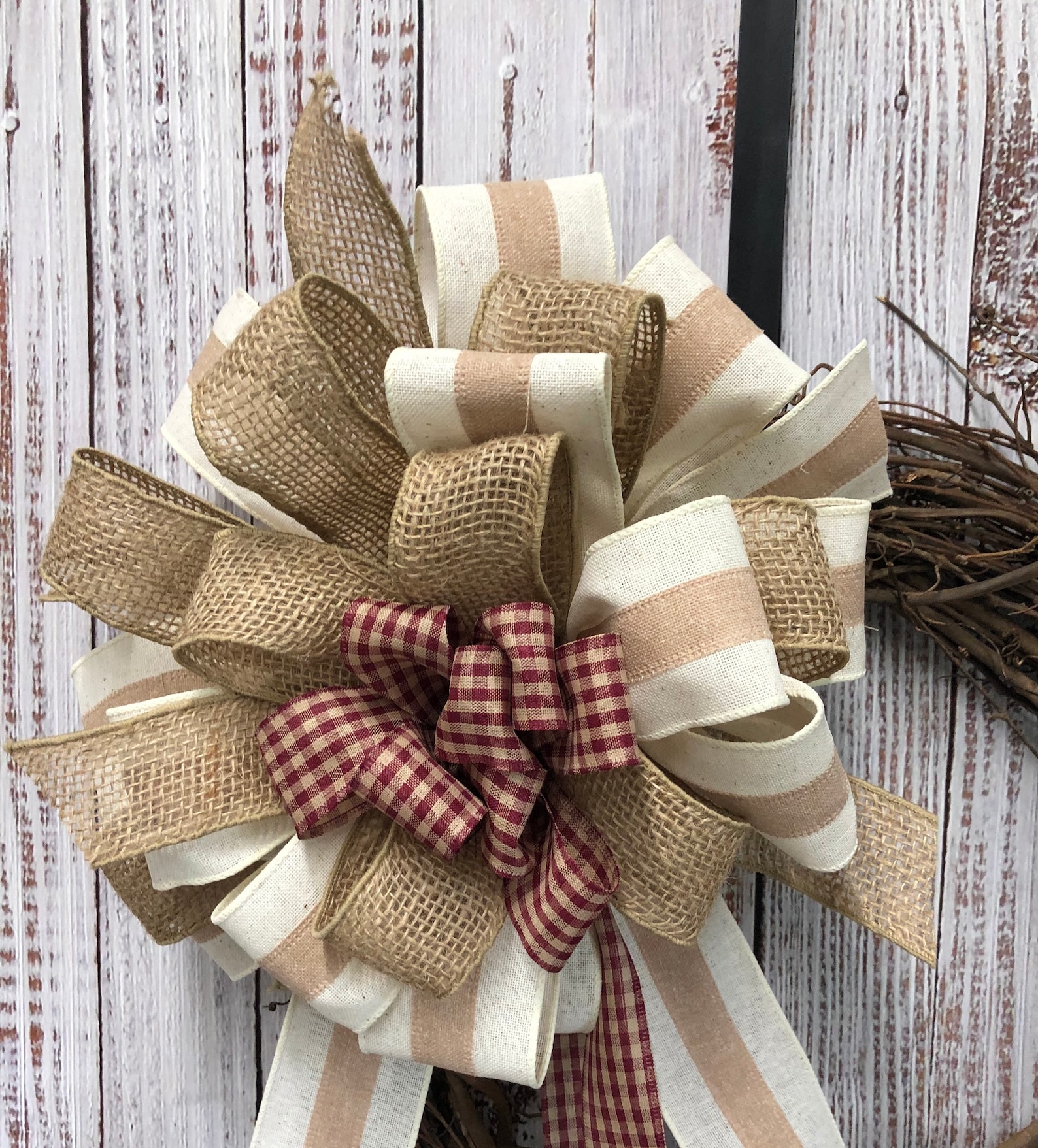 Country Bow for Wreath Bow for Wreath Lantern Bow Bow for - Etsy