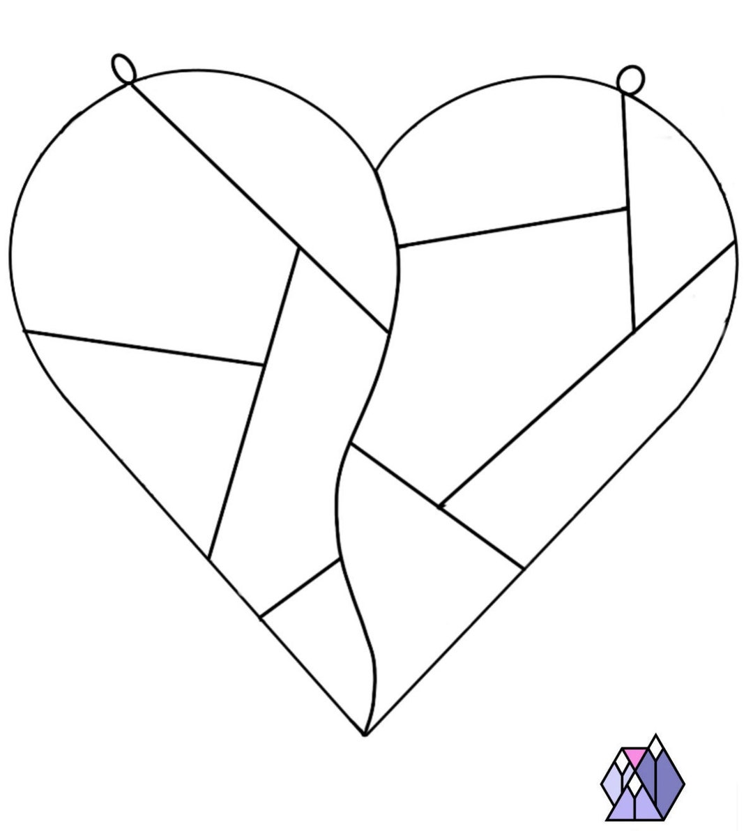 Digital Stained Glass Pattern for Download - Heart 2 - Etsy