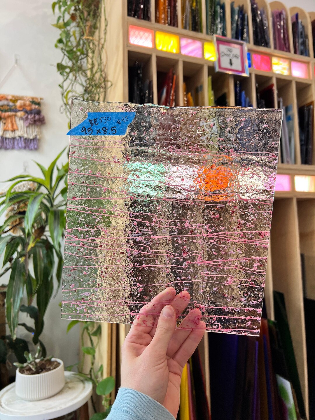 Clear Textured Bullseye With Pink Streamers Confetti Fusible 90 COE - Etsy