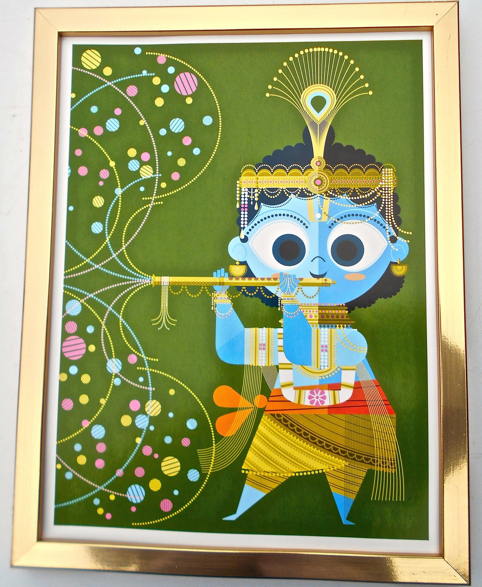 HIndu Art Gold Framed Krishna Artwork by Sanjay Patel | Etsy