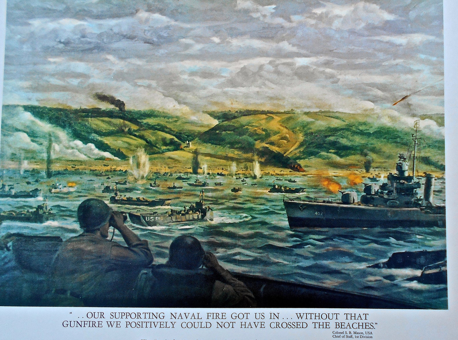 Official US Navy Art American Naval Bombardment at Invasion | Etsy
