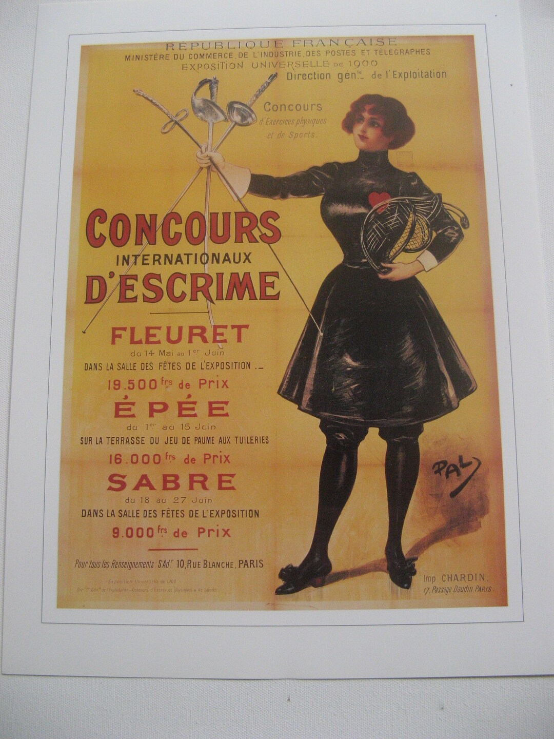 Official 1900 Paris Olympic Games Poster Re-published by the - Etsy
