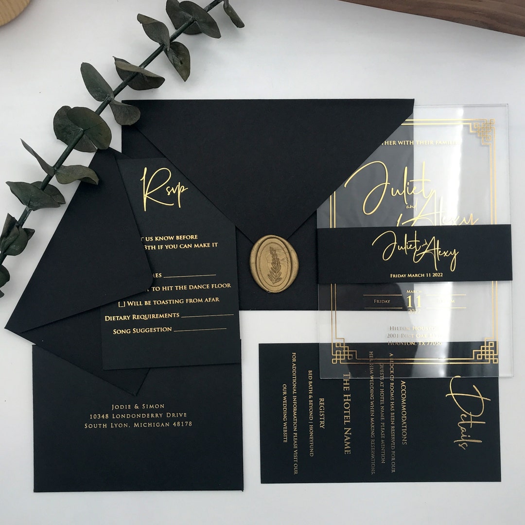 Acrylic Wedding Invitation Suite and Set With Envelopes, Rsvps and ...
