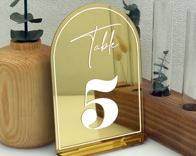 Silver Mirror Wedding Table Numbers With Arch Wedding Table - Etsy