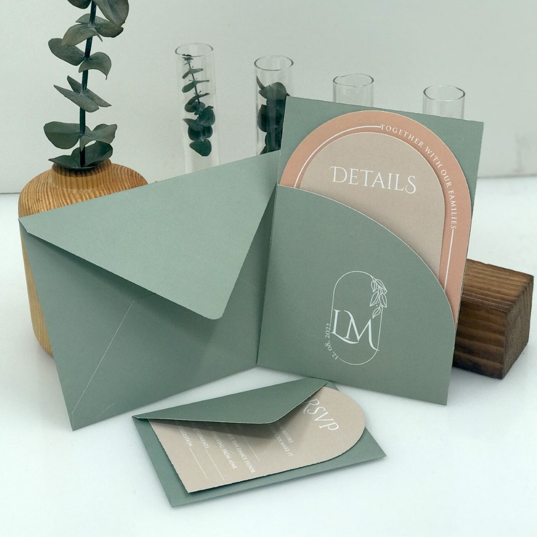 Teal Arch Wedding Invitation Suite, Customizable Wedding Invitation Set ...