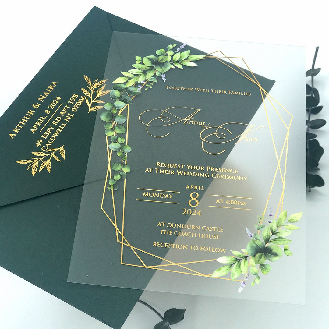 Frosted Acrylic Wedding Invitation, Elegant Eucalyptus Wedding ...