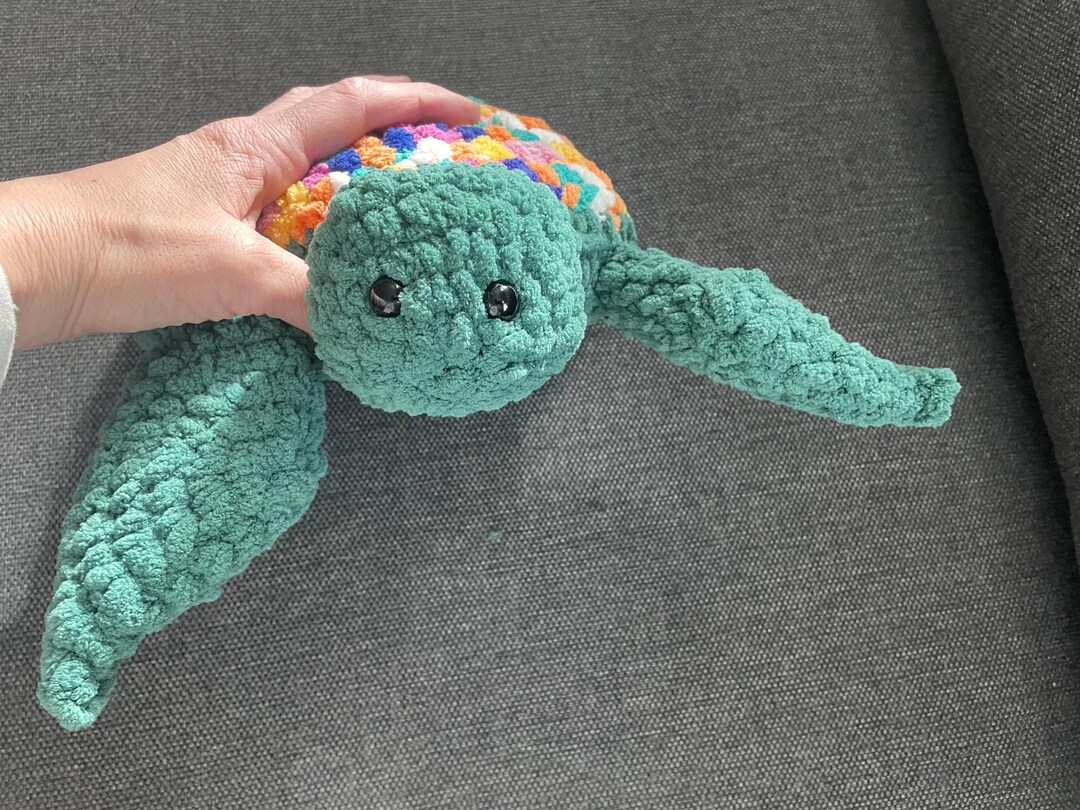Large TURTLE Plush Stuffy - Rainbow Shell and Green Body - Etsy