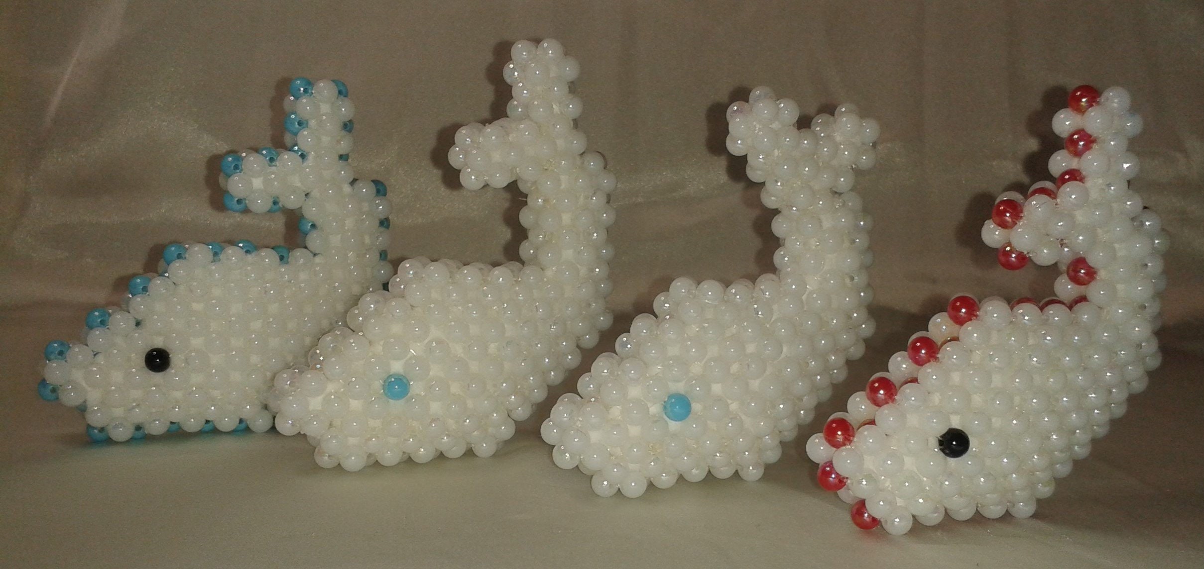 White Beaded Whale 4 Types: Red Trim/ Blue Trim/ No Trim With - Etsy