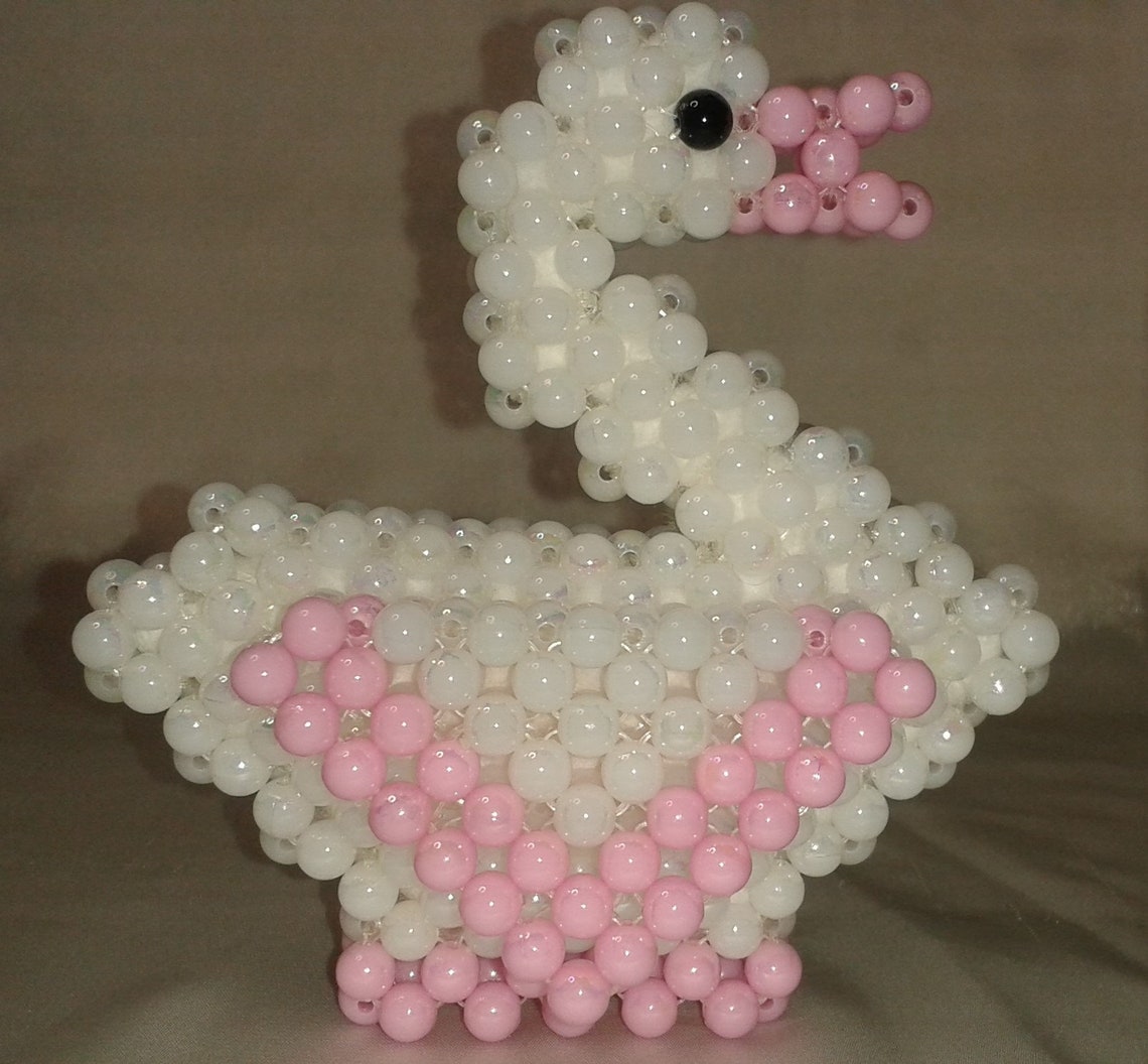 White Beaded Duck (pink or Yellow Trims) - Etsy