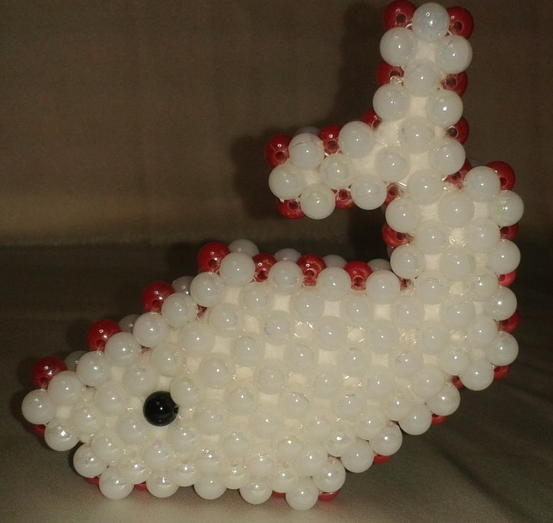 White Beaded Whale 4 Types: Red Trim/ Blue Trim/ No Trim With - Etsy
