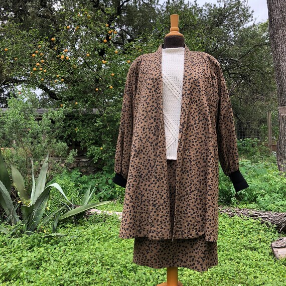 Vintage 1980s Brown and Black Leopard Print Oversized Long - Etsy