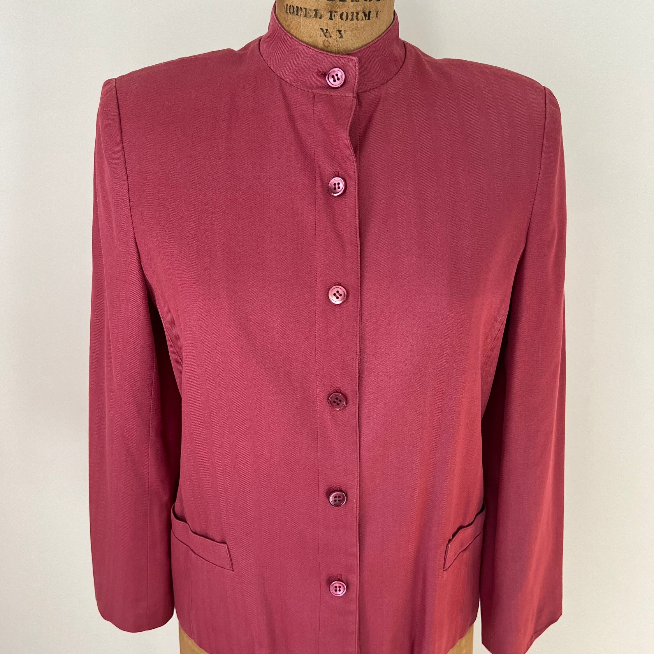 Italian Dark Rose Pink Blazer Vintage 90s 100% Silk Size - Etsy