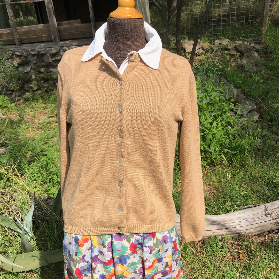 Khaki Teacher Cardigan Sweater Long Sleeves Opal Buttons Appleseed's ...