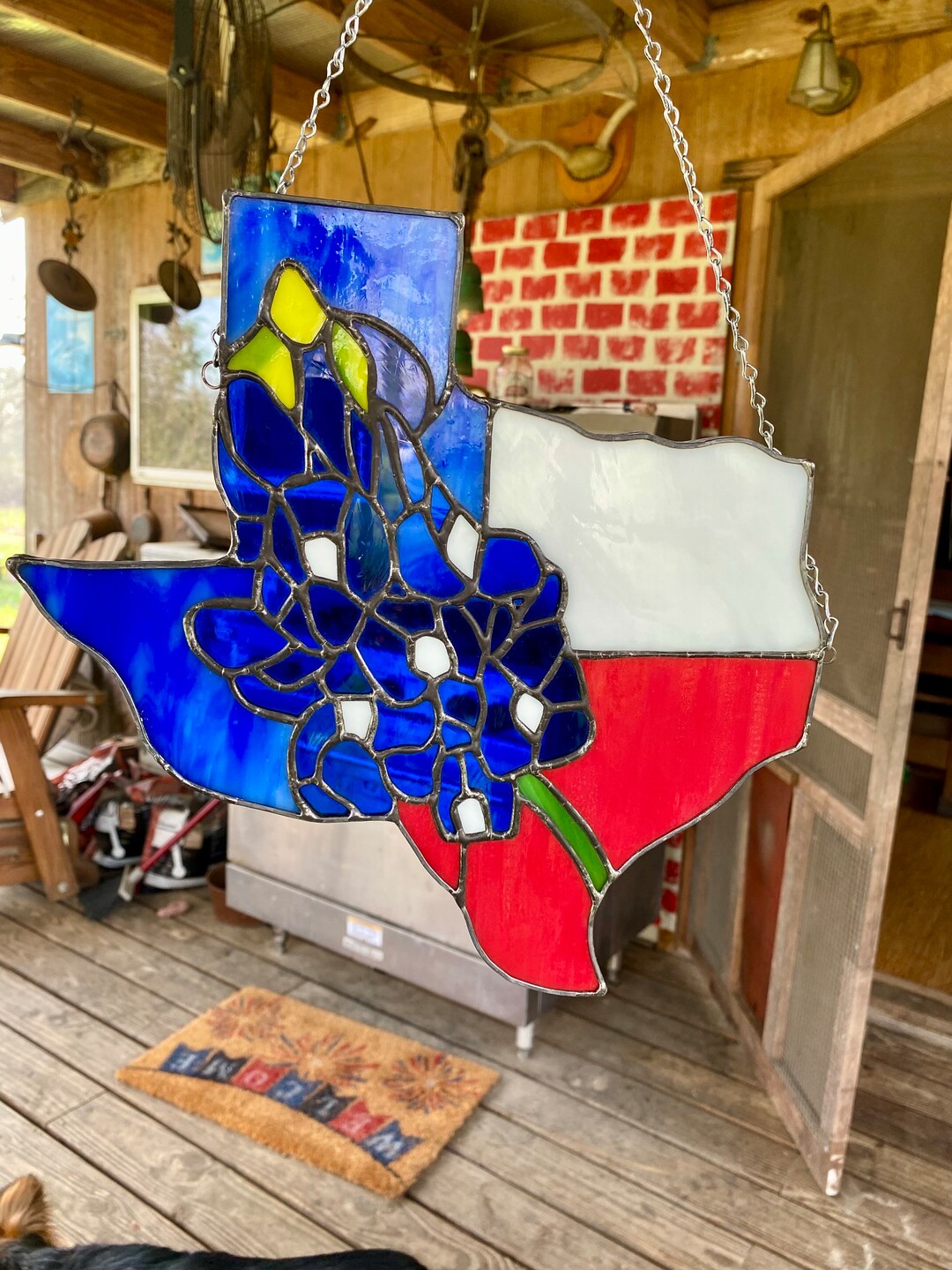 Stained Glass Texas State and Blue Bonnet - Etsy