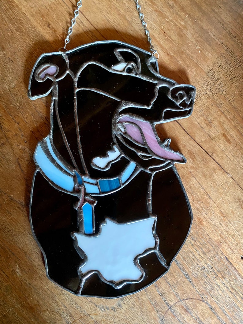 Stained Glass Black Lab happy. | Etsy
