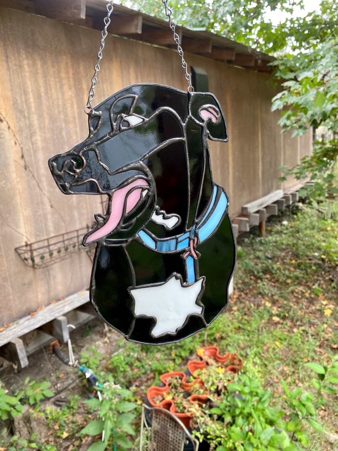 Stained Glass Black Lab happy. | Etsy