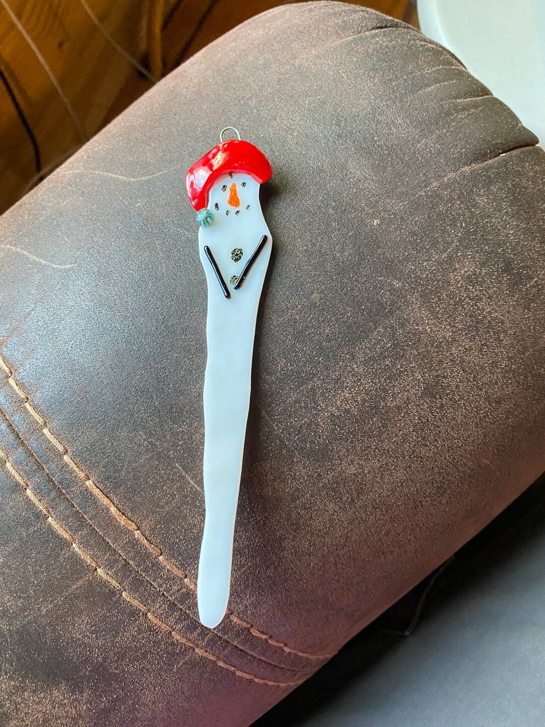 Fused Glass Icicle Snowman Ornament - Etsy