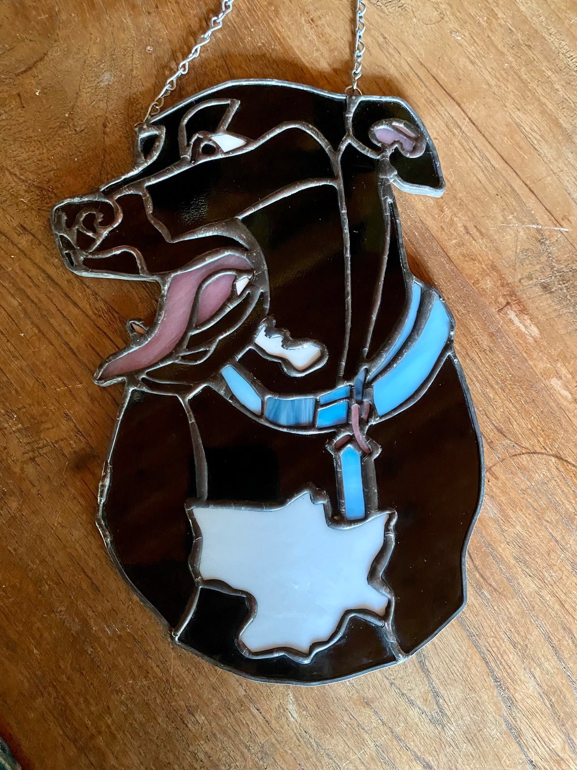 Stained Glass Black Lab happy. | Etsy